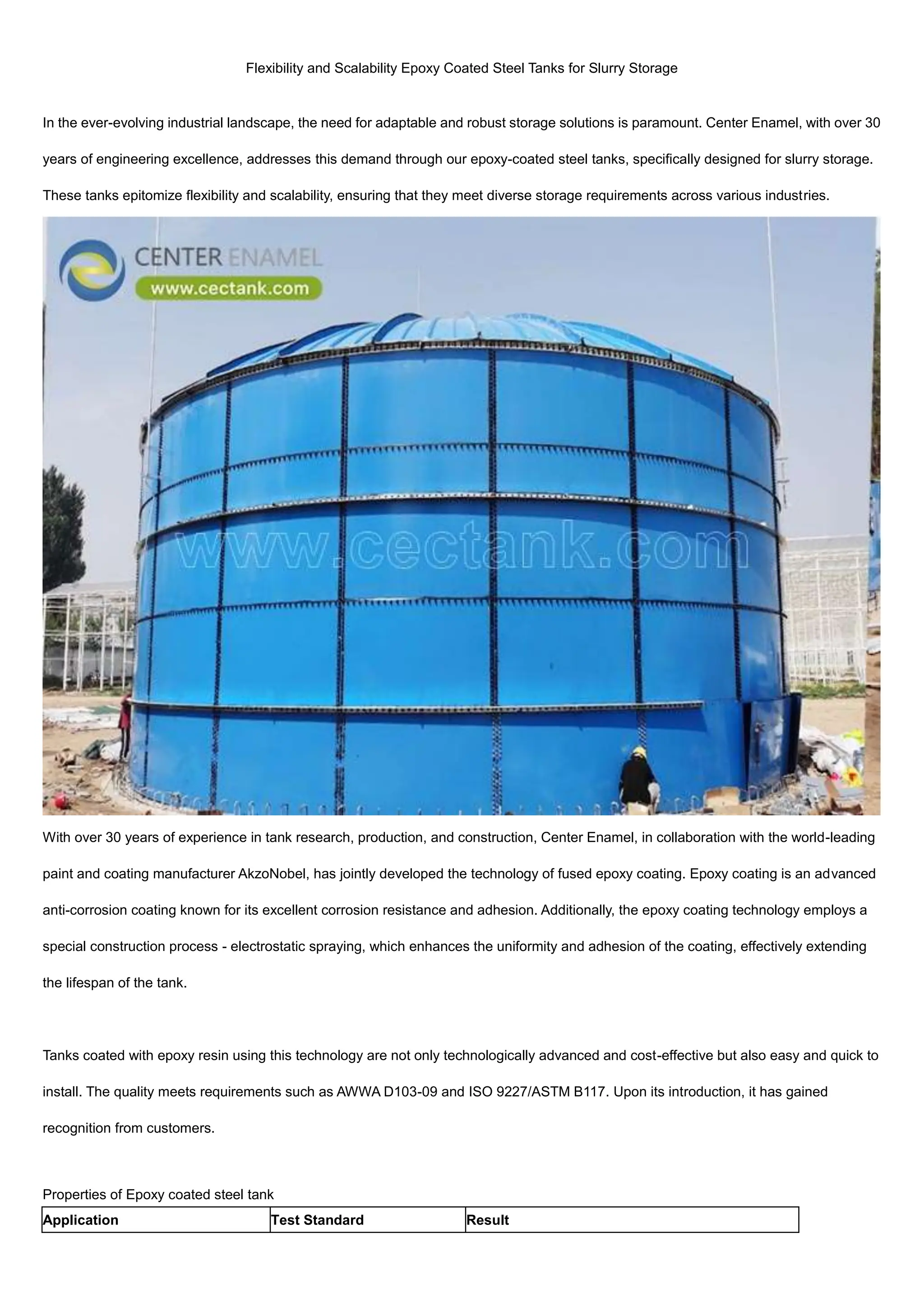 Flexibility and Scalability Epoxy Coated Steel Tanks for Slurry Storage ...