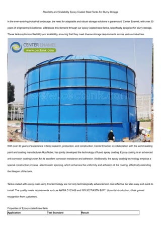 Flexibility and Scalability Epoxy Coated Steel Tanks for Slurry Storage ...