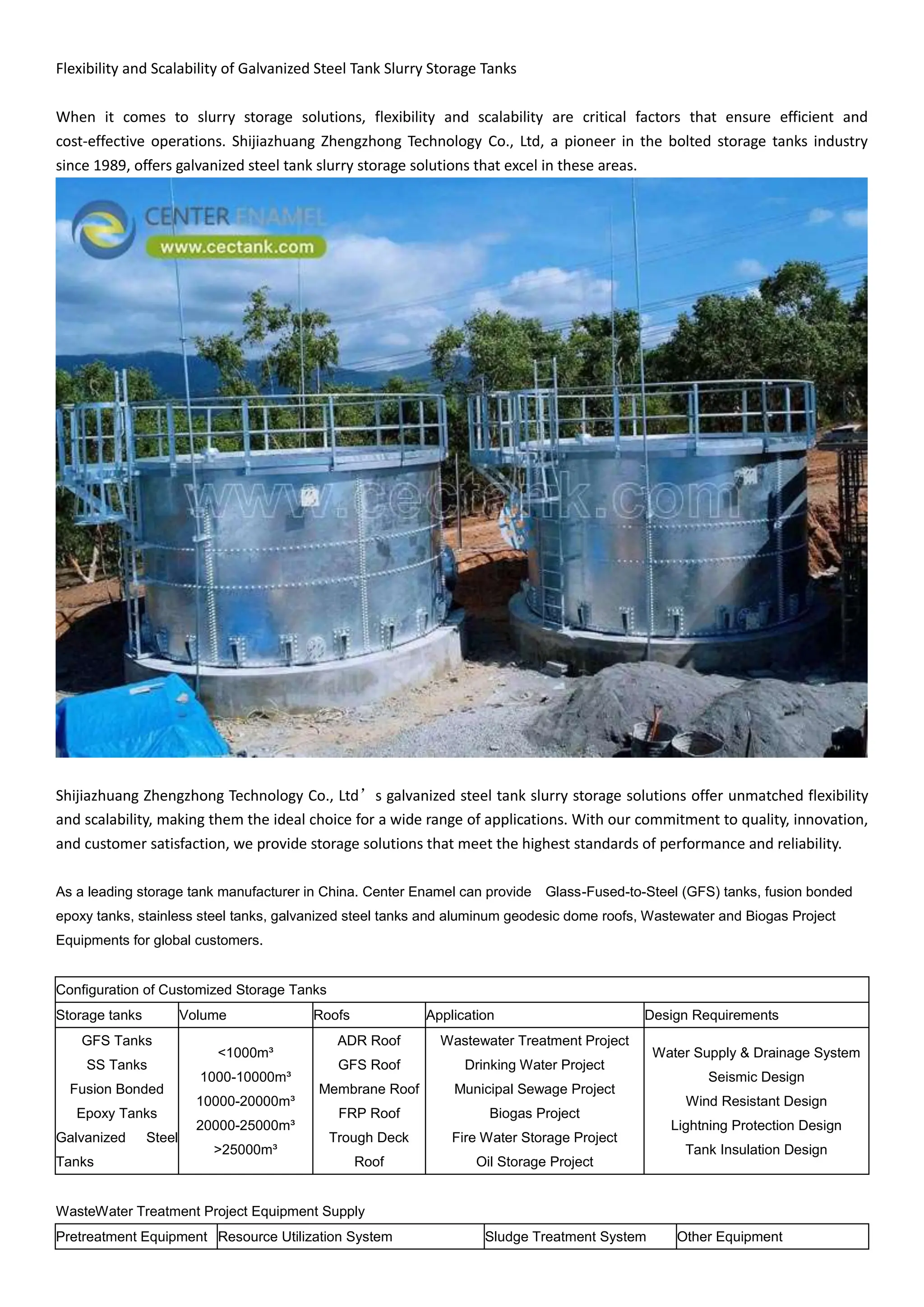 Flexibility and Scalability of Galvanized Steel Tank Slurry Storage ...