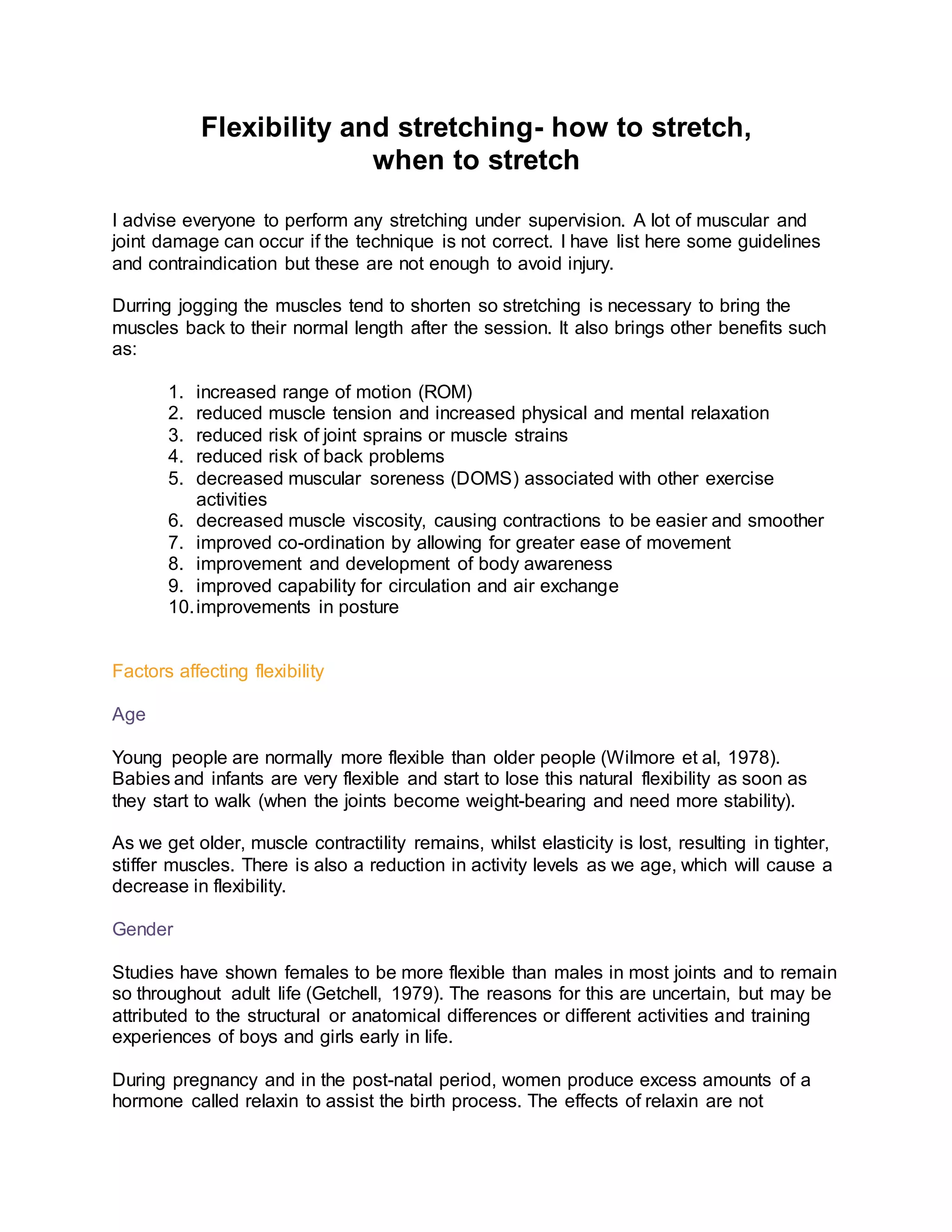 Flexibility and stretching - how to stretch, when to stretch | DOCX