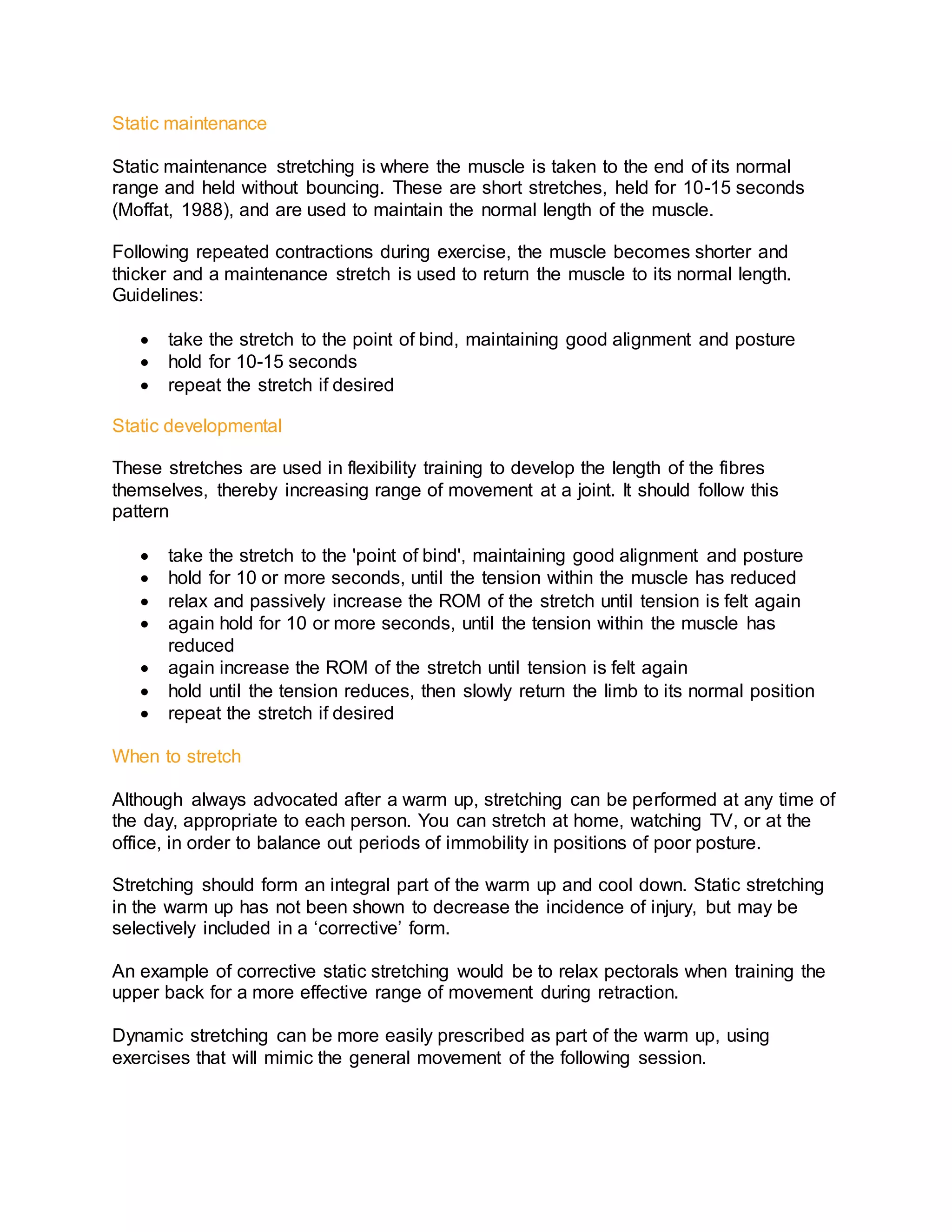 Flexibility and stretching - how to stretch, when to stretch | DOCX ...