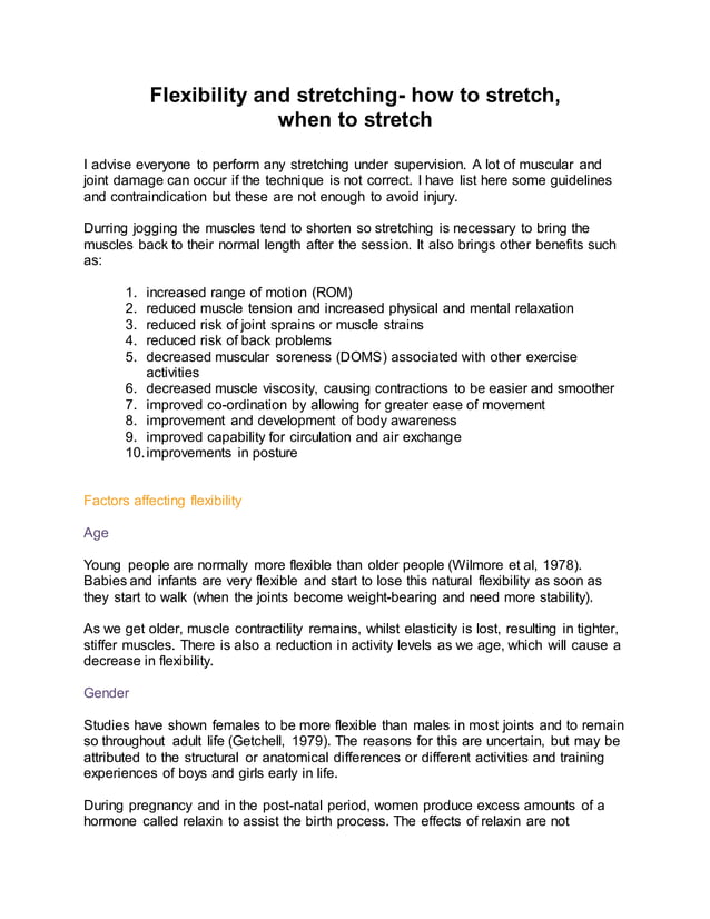 Flexibility and stretching - how to stretch, when to stretch | DOCX ...