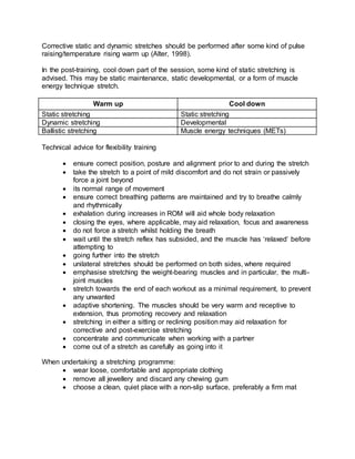 Flexibility and stretching - how to stretch, when to stretch | DOCX ...