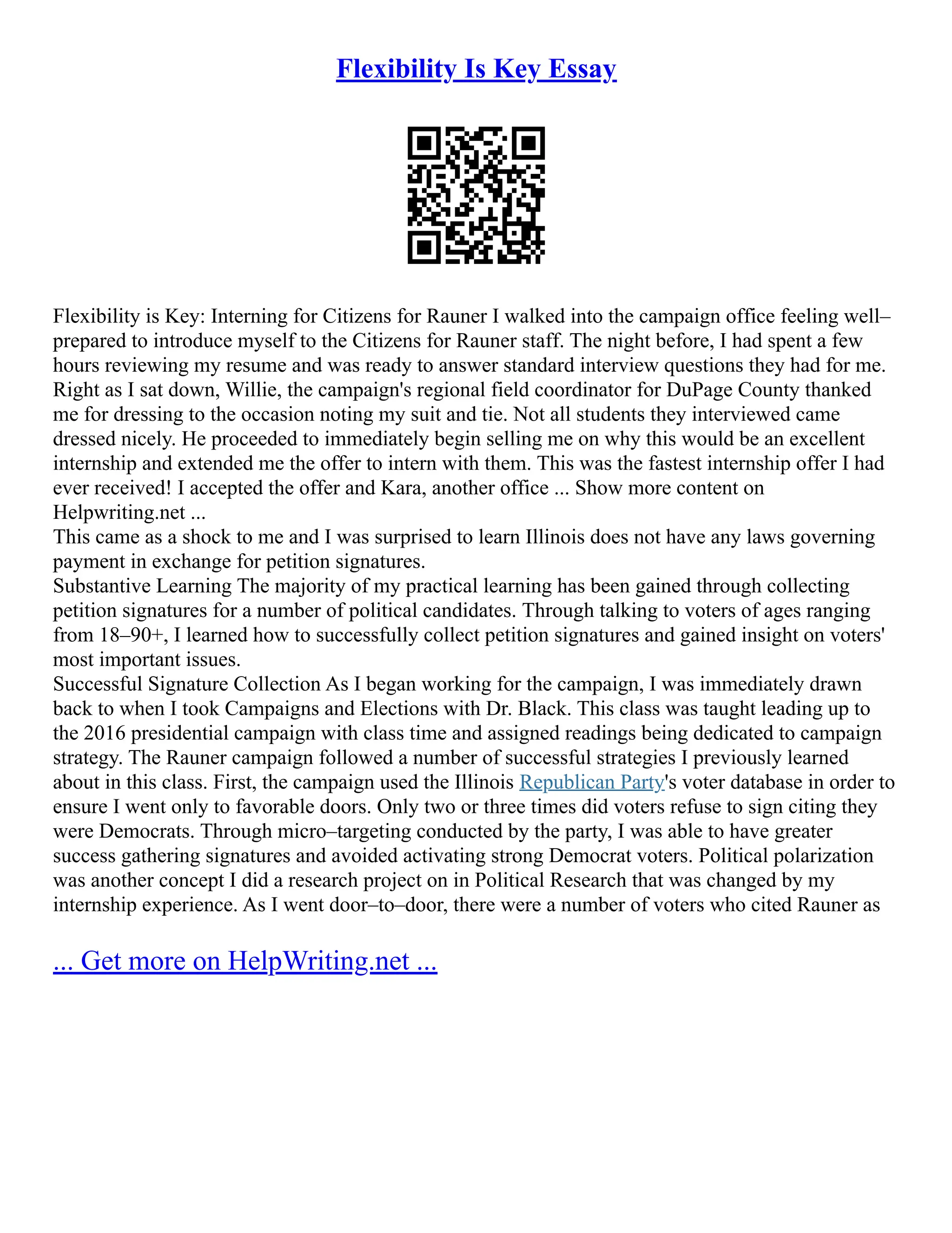 Flexibility Is Key Essay | PDF