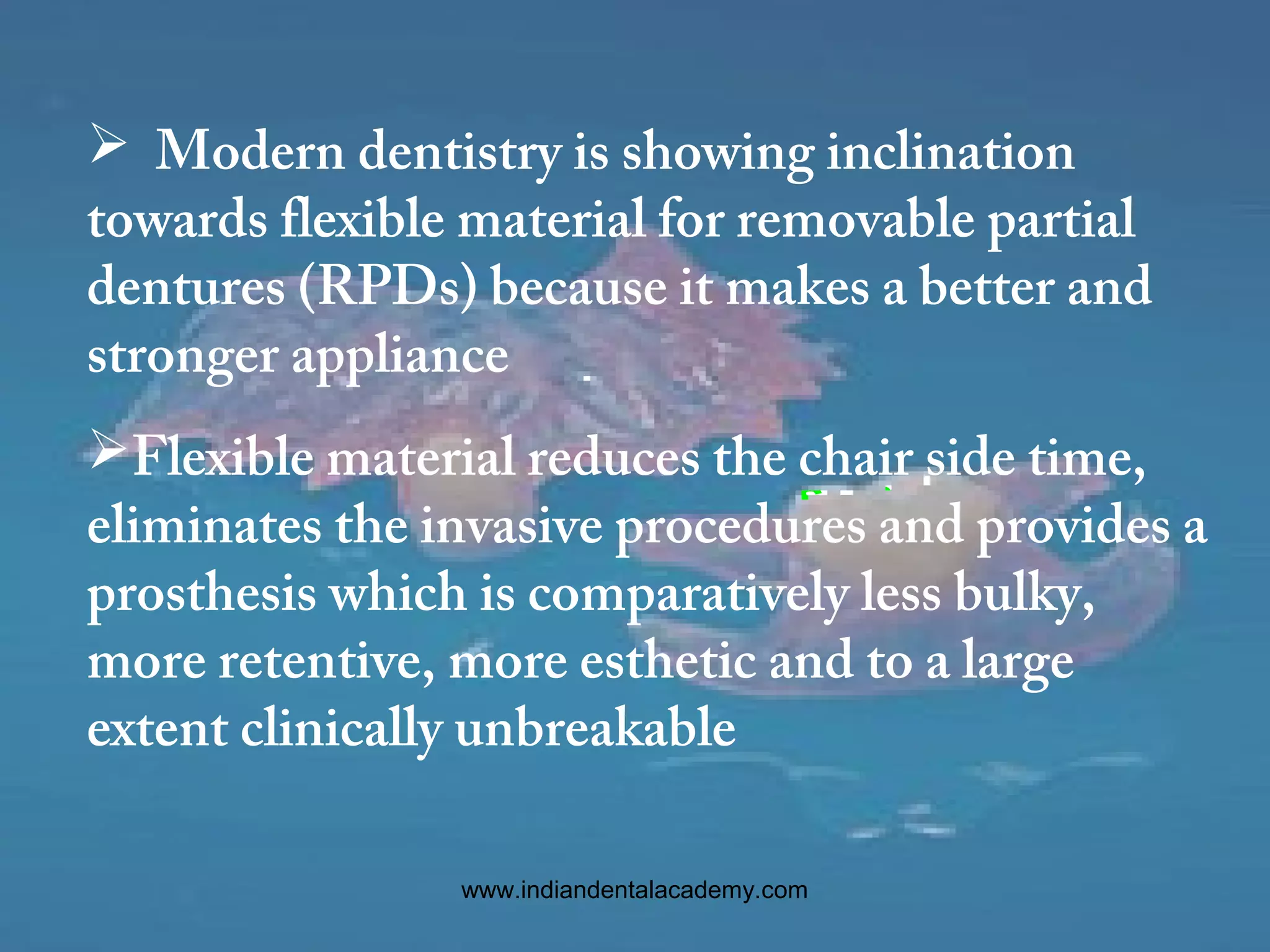 Flexible dentures in rpd/prosthodontic courses | PPT