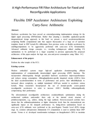 Flexible dsp accelerator architecture exploiting carry save arithmetic | PDF