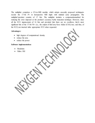 Flexible dsp accelerator architecture exploiting carry save arithmetic | DOCX | Computer ...