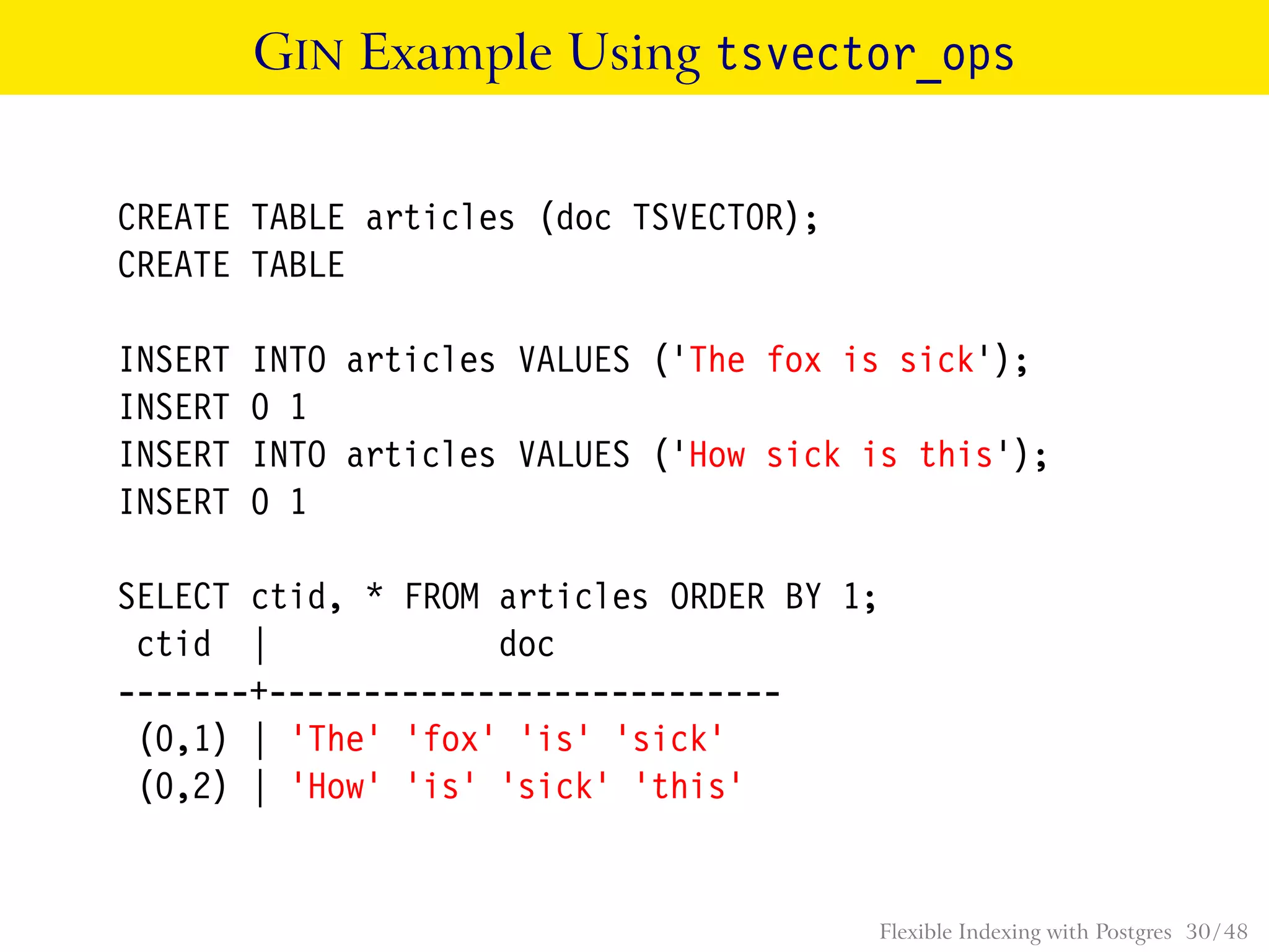 Flexible Indexing with Postgres | PPT