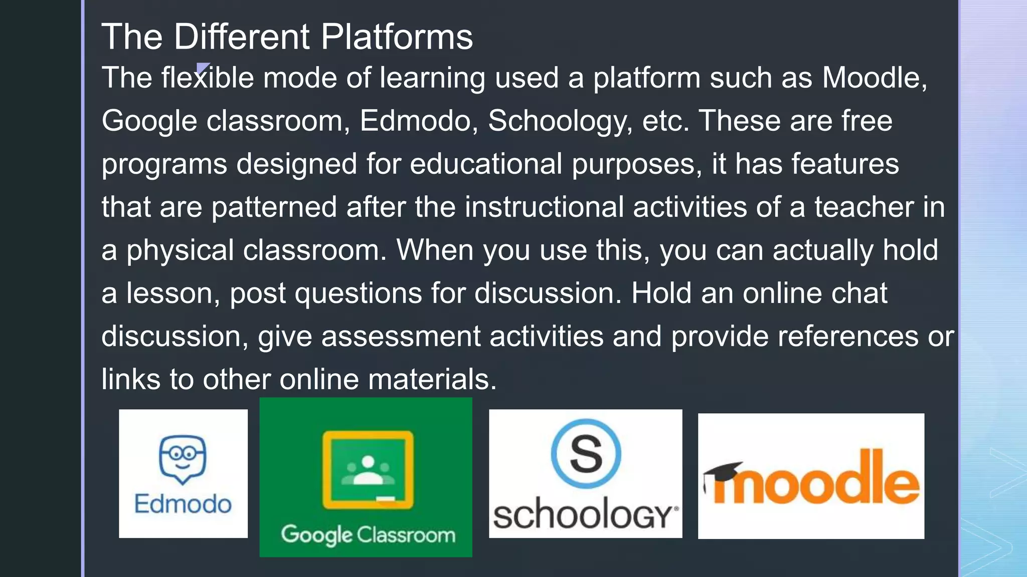THE FLEXIBLE LEARNING ENVIRONMENT: Part I | PPTX