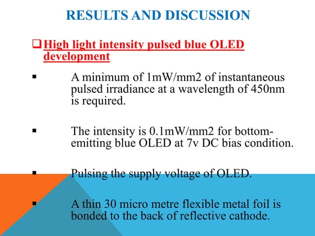 Flexible oled display technology for electro optical stimulation | PPT