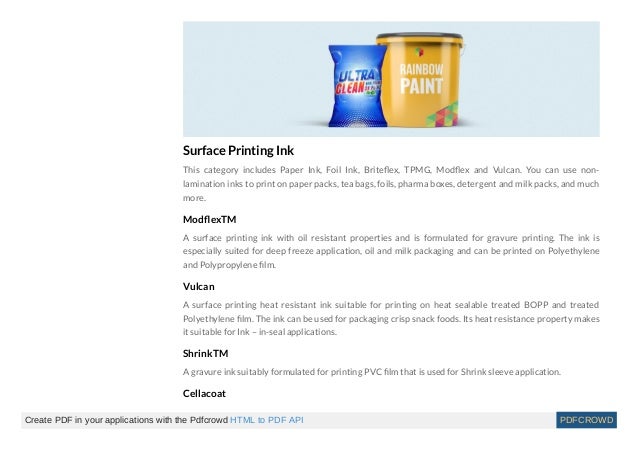 Flexible packaging inks | Lamination inks