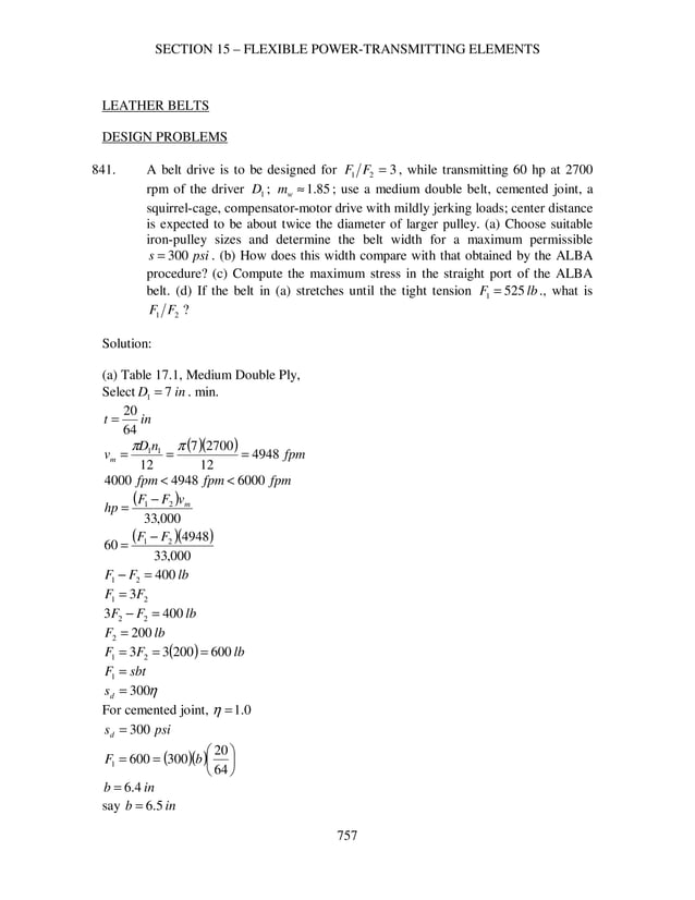 Design of machine elements - V belt, Flat belt, Flexible power ...