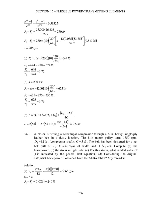 Design of machine elements - V belt, Flat belt, Flexible power ...