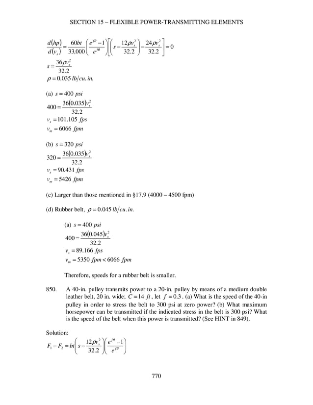 Design of machine elements - V belt, Flat belt, Flexible power ...