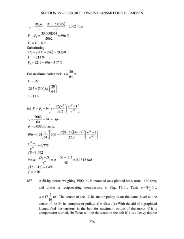 Design of machine elements - V belt, Flat belt, Flexible power ...