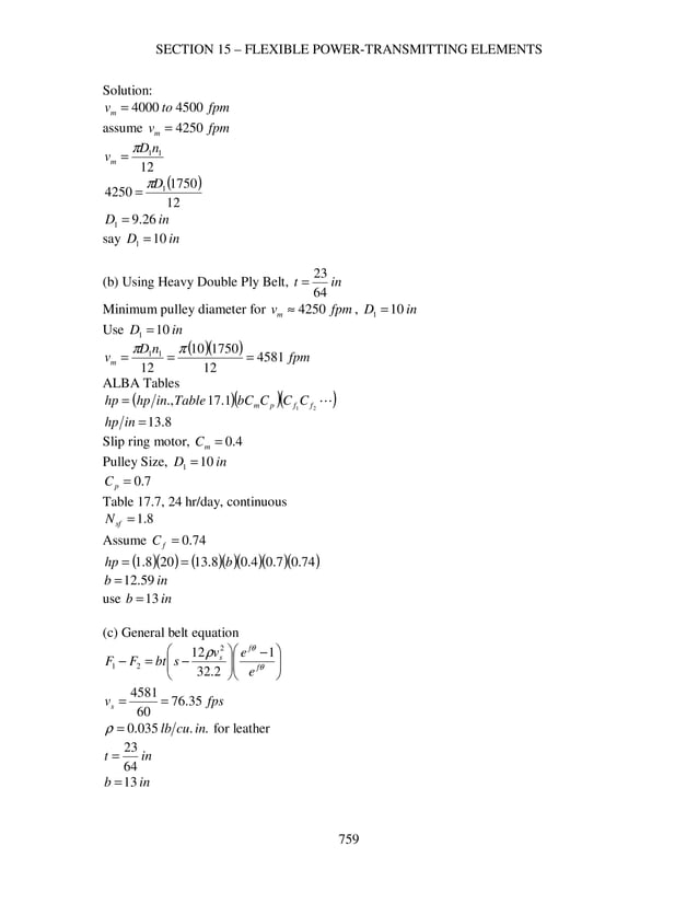 Design of machine elements - V belt, Flat belt, Flexible power ...