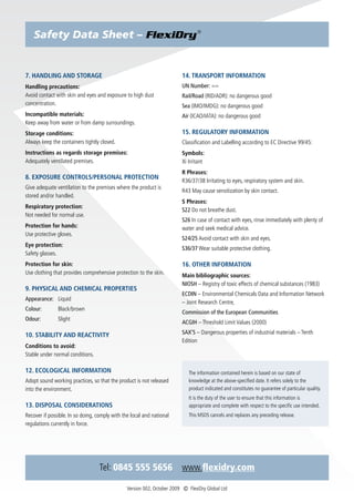 FlexiDry Safety Sheet | PDF