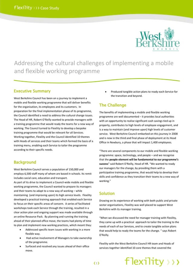 Flexility case study - Cultural challenges at West Berkshire Council | PDF