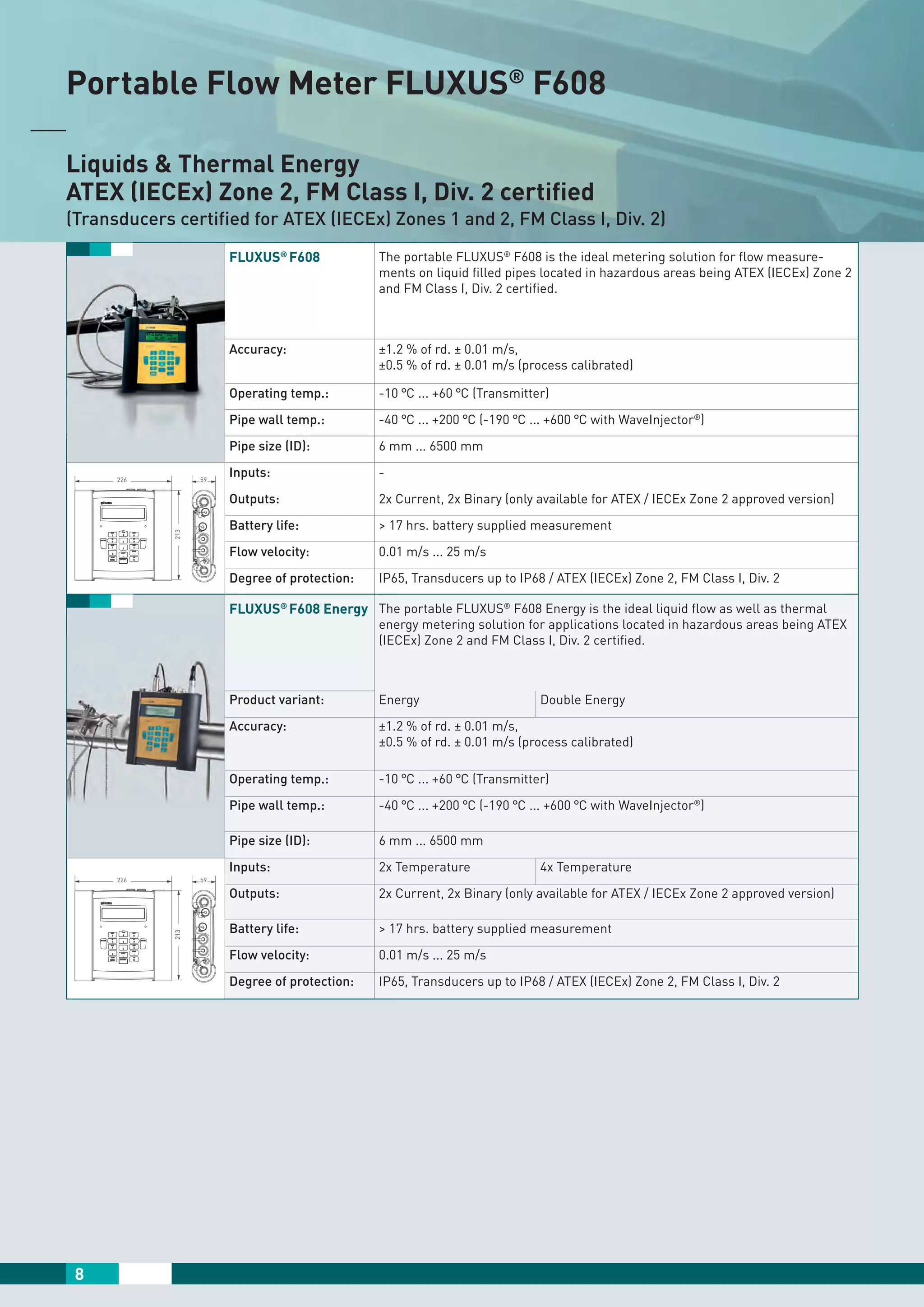Flexim - Ultrasonic Clamp-on Hazardous Area Flow Meters - Brochure | PDF