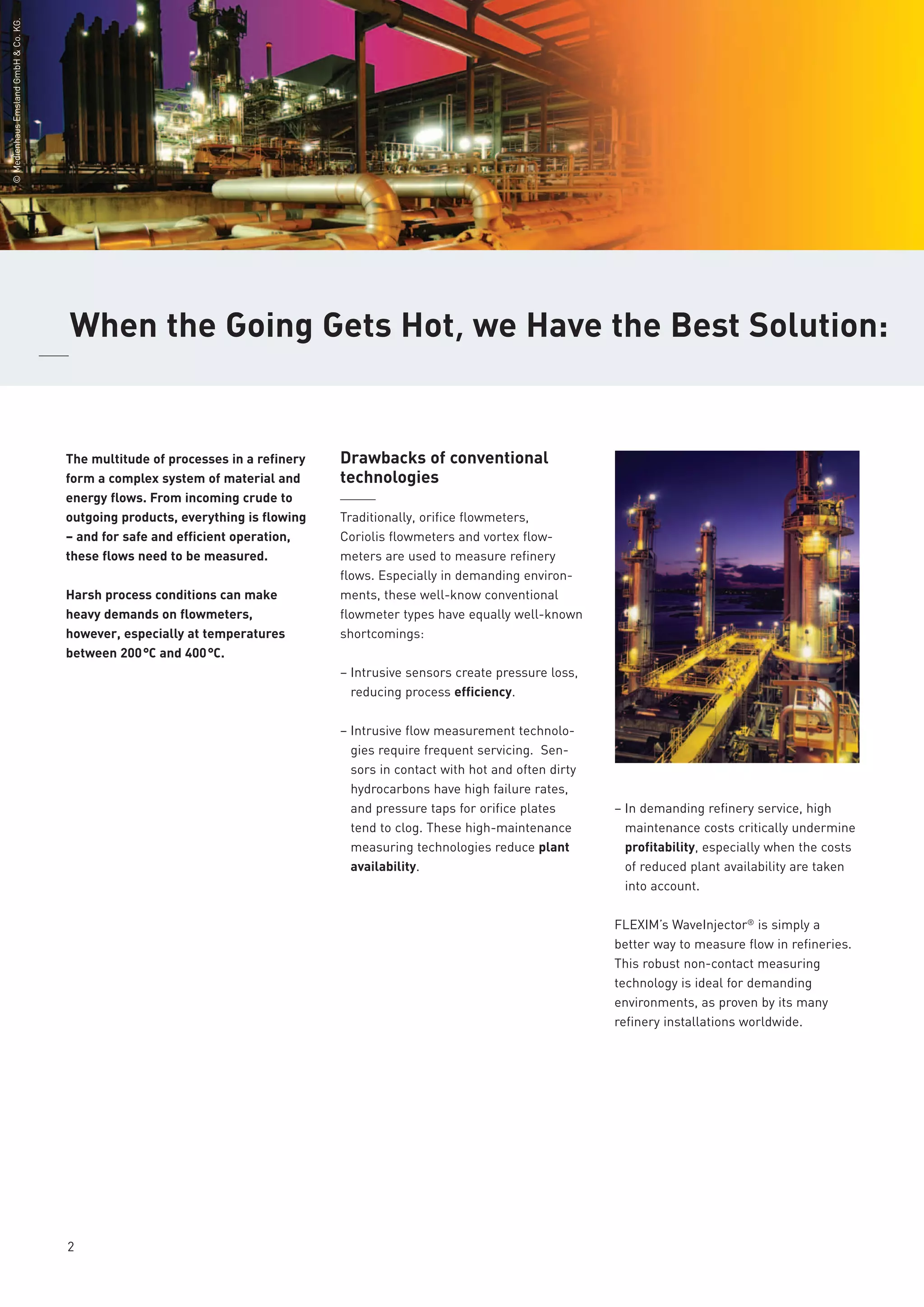 Flexim Fluxus Ultrasonic Flow Meters - Flow Measurement In Refineries - Brochure | PDF