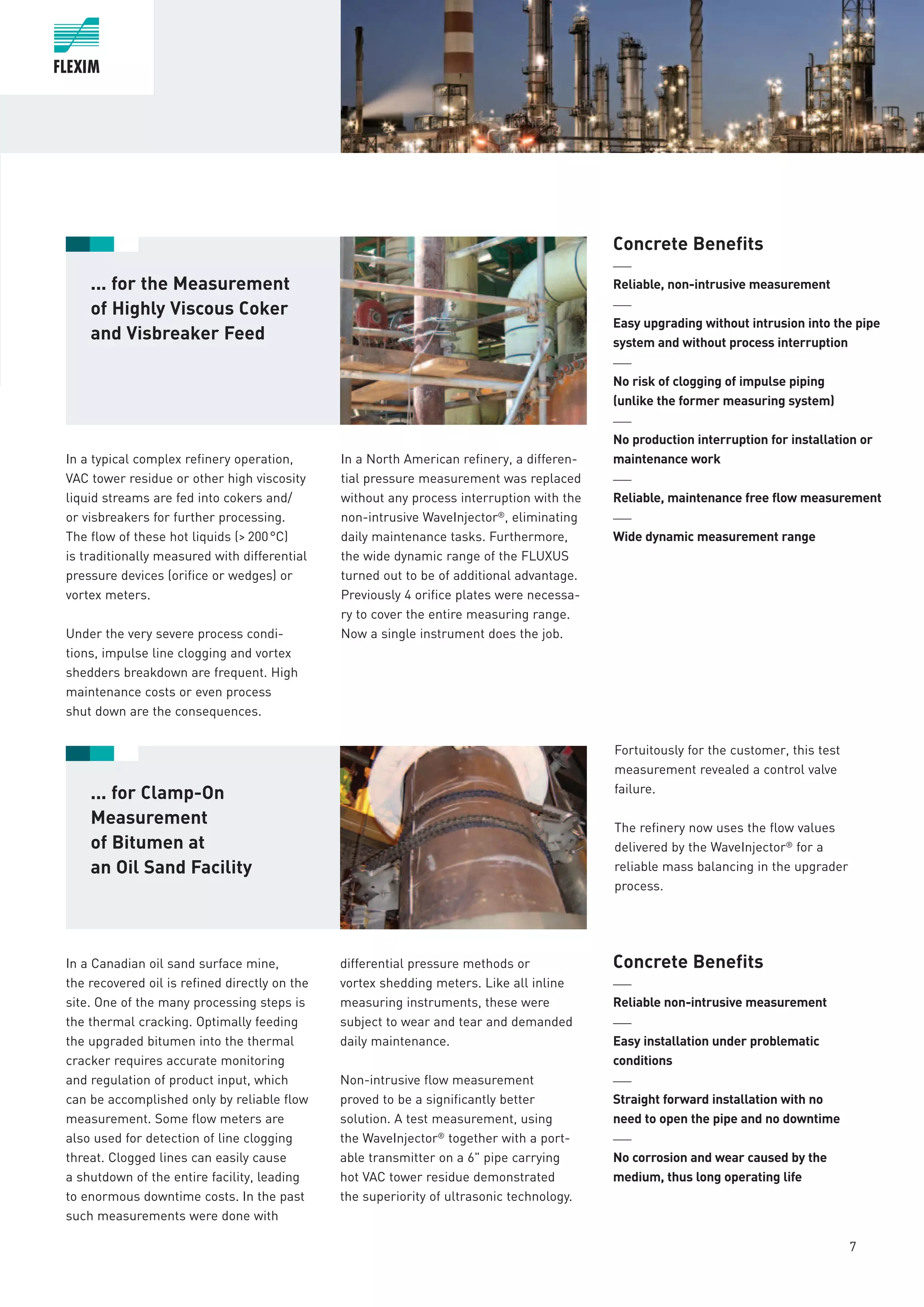 Flexim Fluxus Ultrasonic Flow Meters - Flow Measurement In Refineries - Brochure | PDF