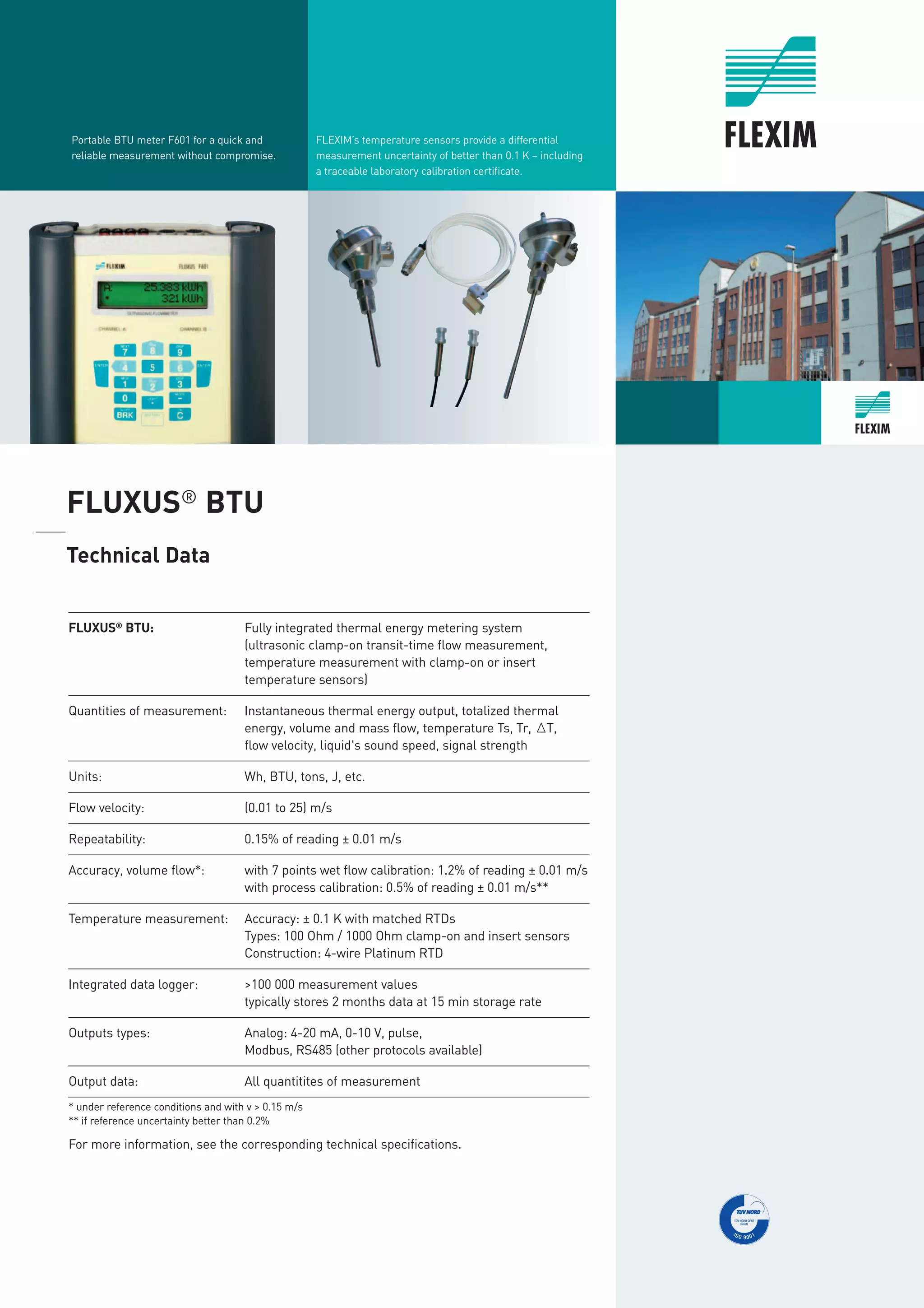 Flexim Fluxus Ultrasonic Flow Meters, Heat Quantity, BTU & Flow ...