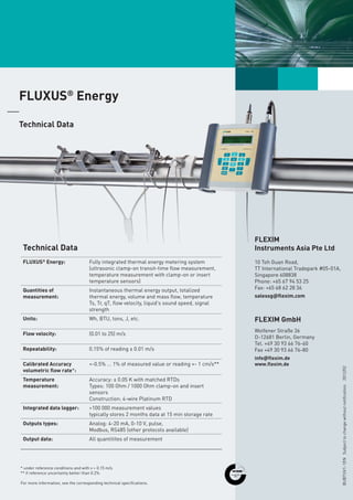 Flexim Fluxus Ultrasonic Flow Meters - Thermal Energy - BTU ...