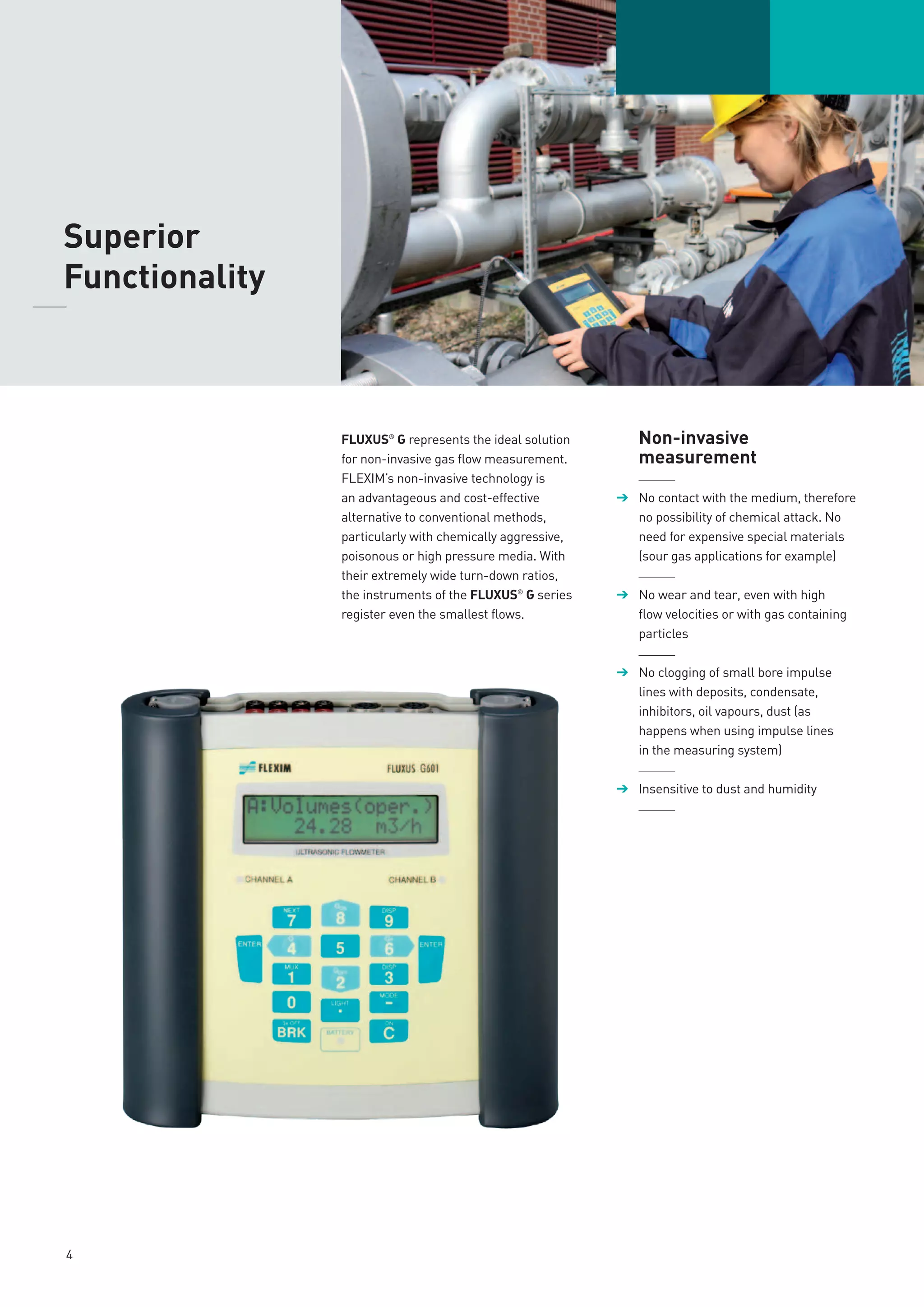 Flexim Fluxus Ultrasonic Gas Flow Meters - G Gas Meter Series - Brochure - english | PDF