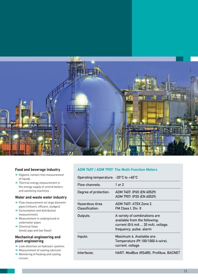 Flexim Fluxus Ultrasonic Liquid Flow Meters - Adm Series - Brochure | PDF | Physics | Science
