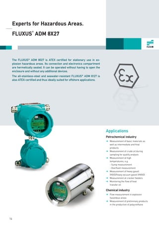 Flexim Fluxus Ultrasonic Liquid Flow Meters - Adm Series - Brochure | PDF