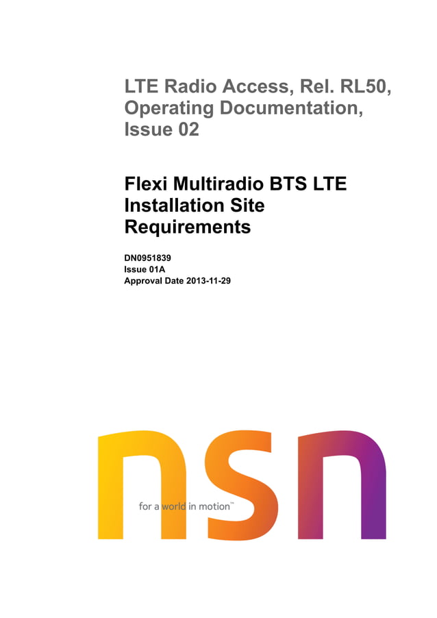 Flexi multiradio bts lte installation site requirements | PDF