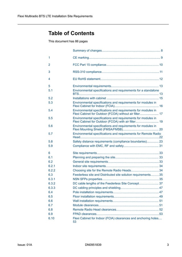 Flexi multiradio bts lte installation site requirements | PDF