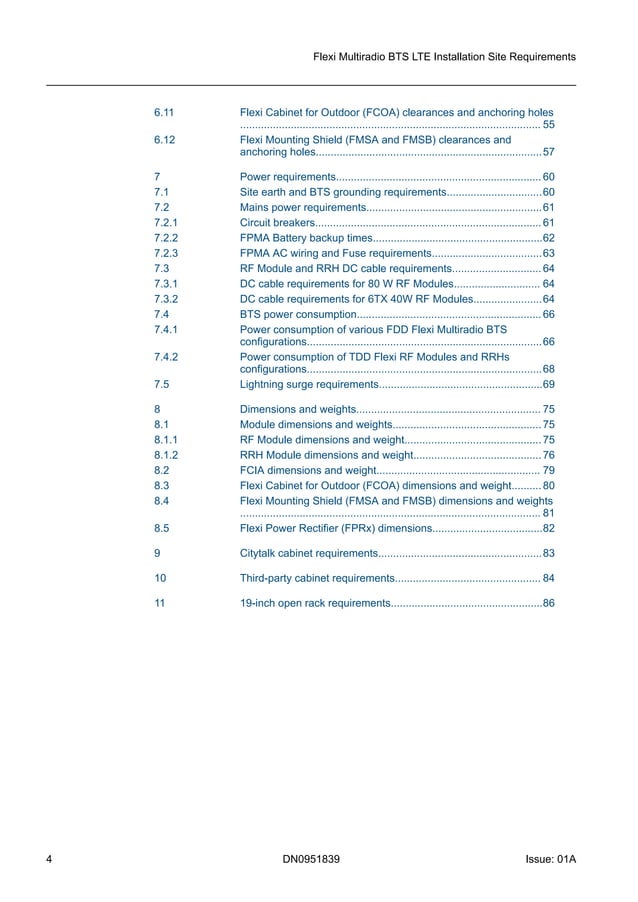 Flexi multiradio bts lte installation site requirements | PDF