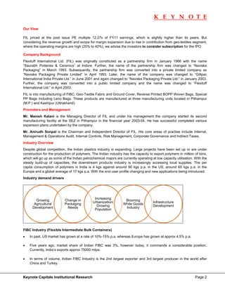 Flexituff International IPO Note (Keynote Capitals) | PDF