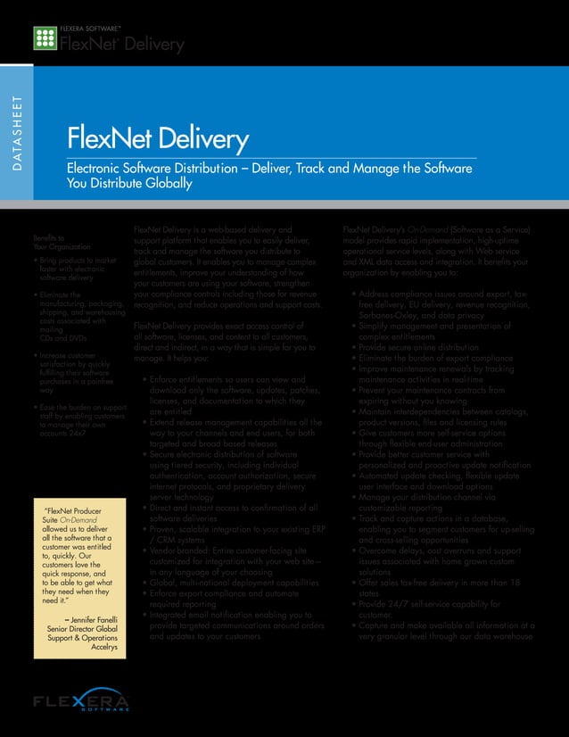 FlexNet Delivery Datasheet | PDF