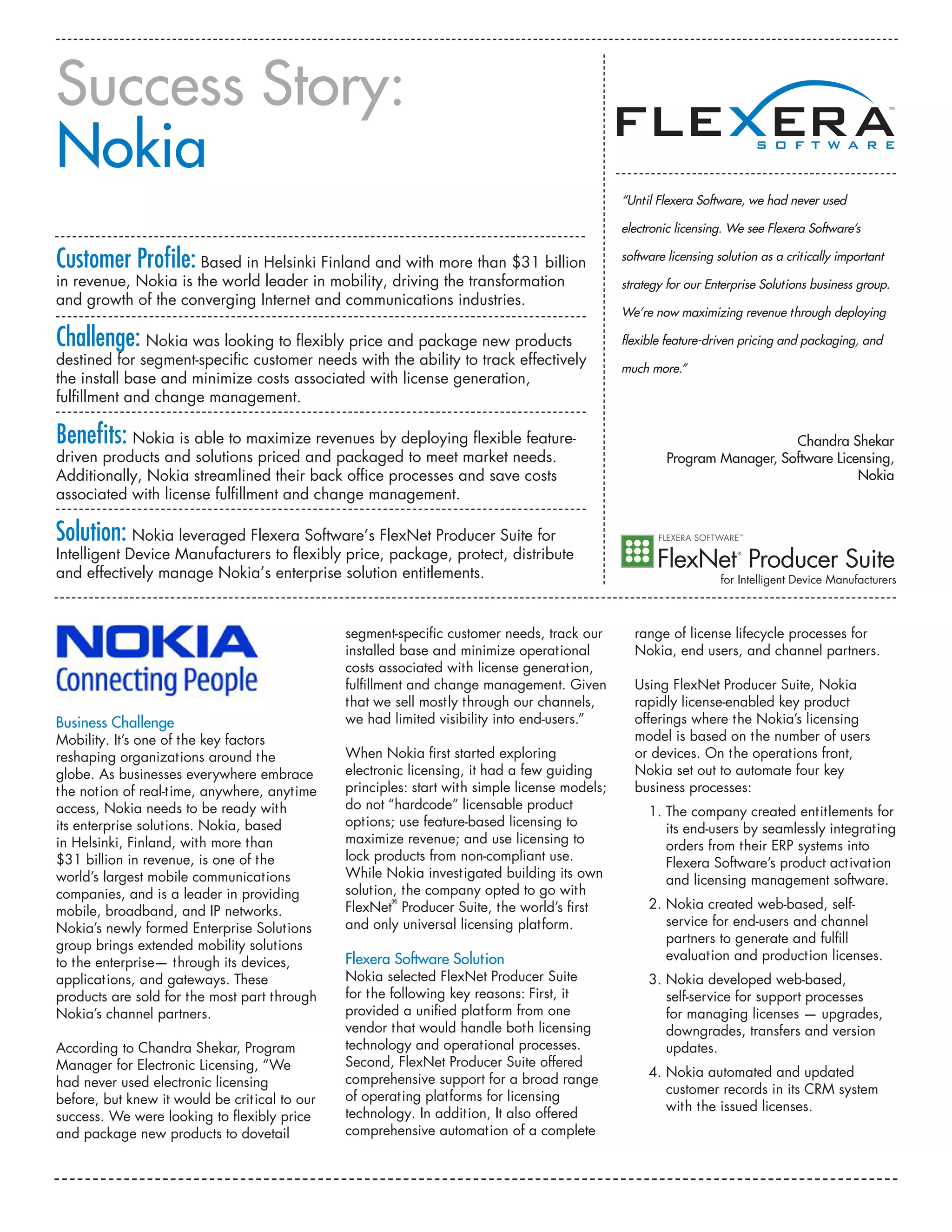 FlexNet Producer Suite Nokia Success Story | PDF