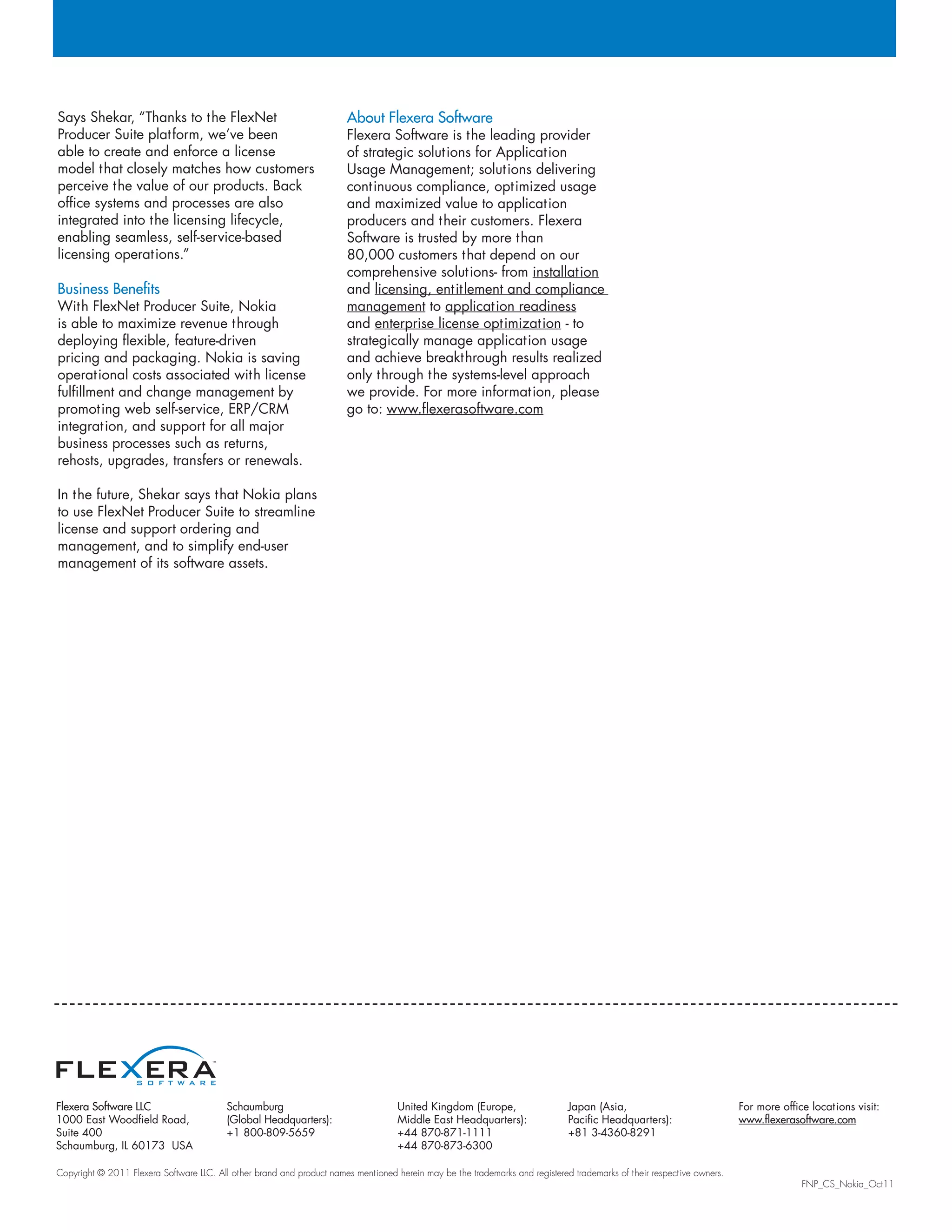 FlexNet Producer Suite Nokia Success Story | PDF