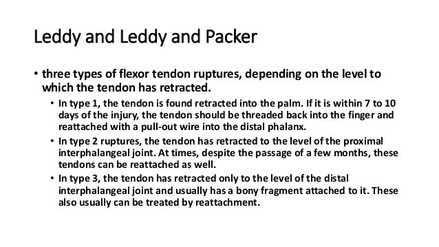 Flexor and extensor tendon injury