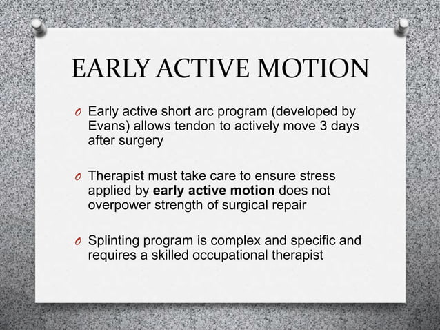 Flexor and Extensor Tendon Laceration vs. Occupational Therapy | PPTX