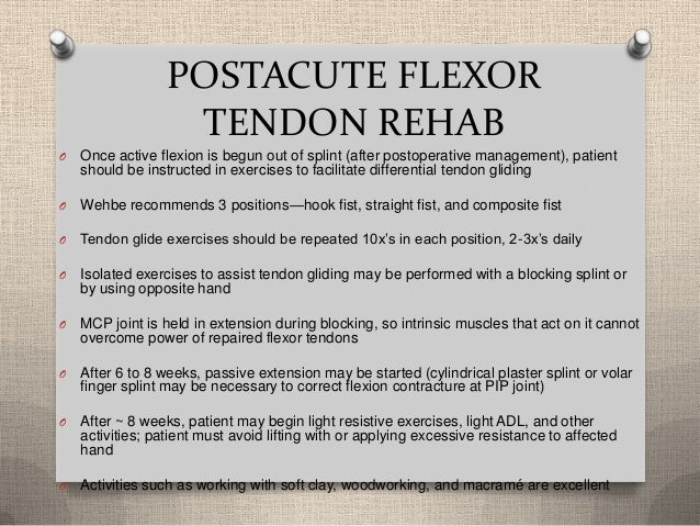Flexor and Extensor Tendon Laceration vs. Occupational Therapy