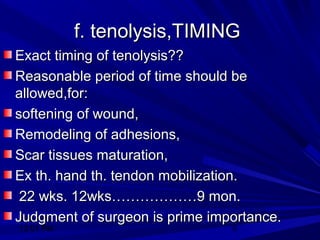 Flexor tenolysis | PPT
