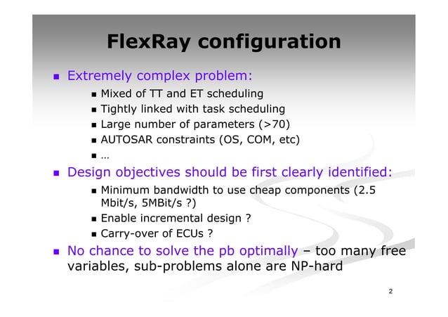 Configuring The Communication On Flexray The Case Of The Static Segment Pdf Computing 0739