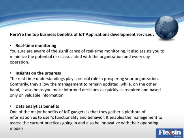 IoT And Its Manifold Business Benefits - Flexsin Inc | PPT