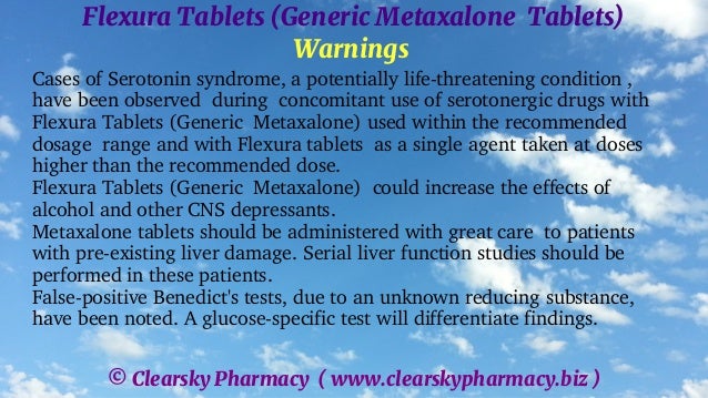Flexura Tablets (Generic Metaxalone Tablets) | PDF