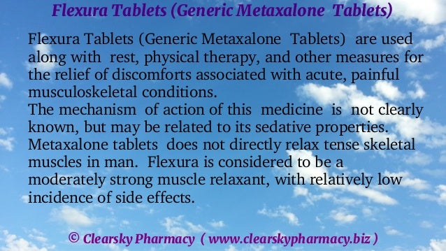 Flexura Tablets (Generic Metaxalone Tablets) | PDF