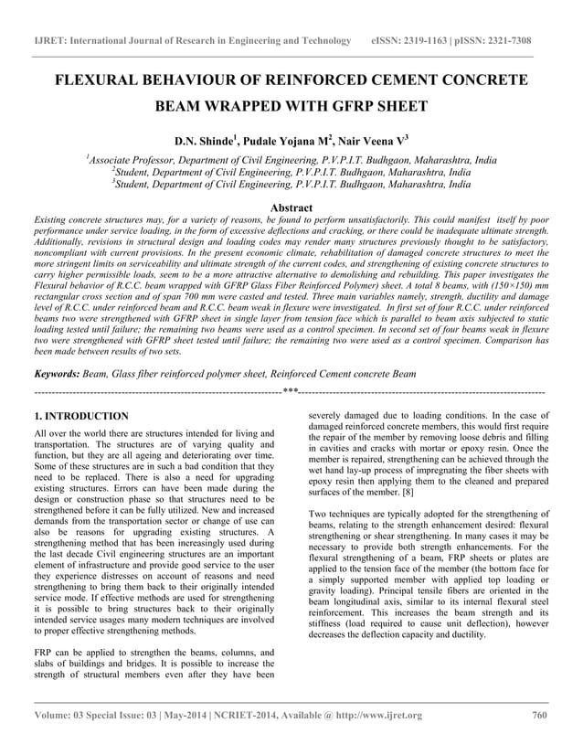 Flexural behaviour of reinforced cement concrete beam wrapped with gfrp ...