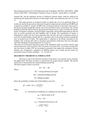 Flexural safety cost of optimized reinforced concrete beams | PDF