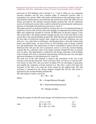 Flexural safety cost of optimized reinforced concrete slabs | PDF