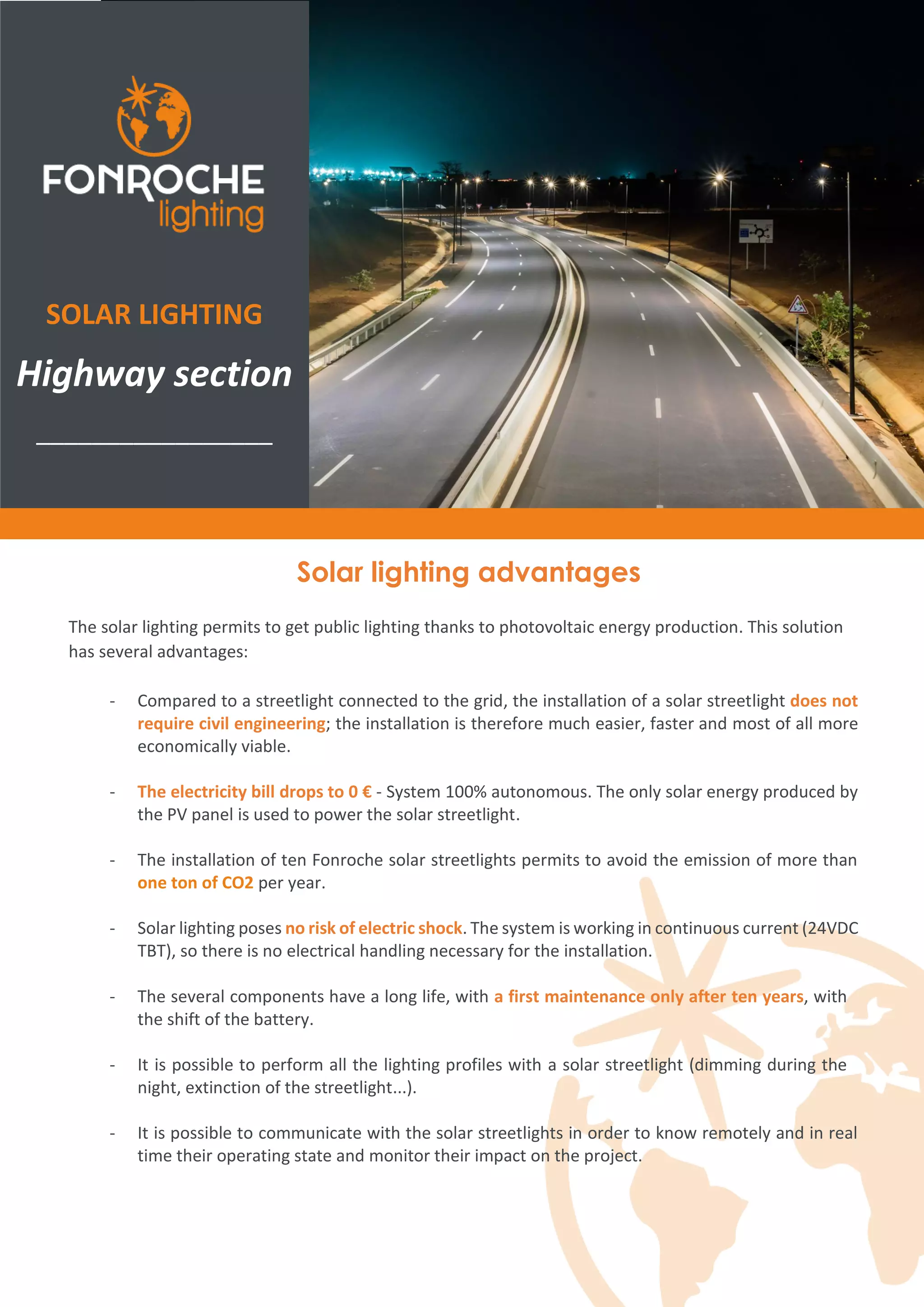 Fonroche Solar Street Lighting Case Study: Highway Lighting (Senegal) | PDF