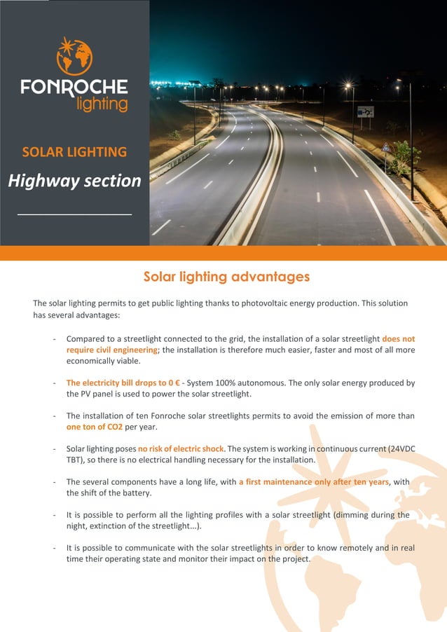Fonroche Solar Street Lighting Case Study: Highway Lighting (Senegal) | PDF